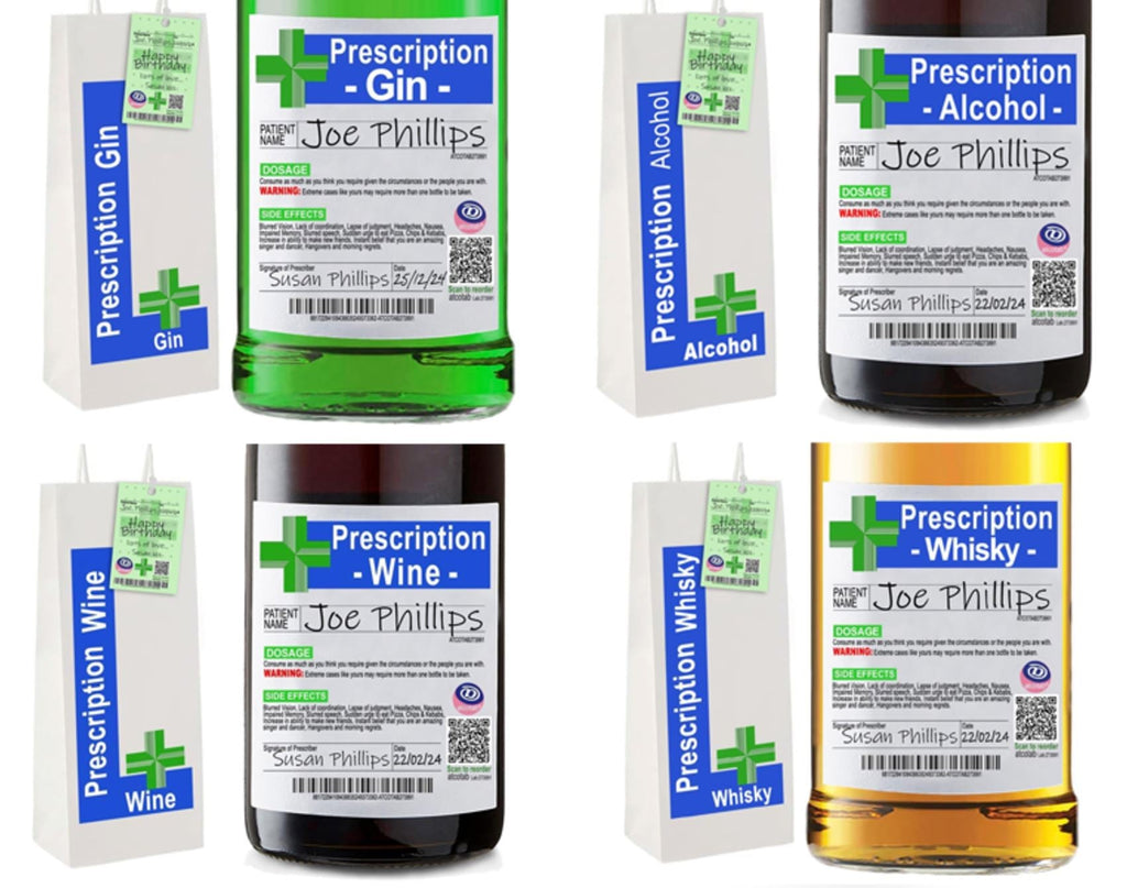 Joke Prescription Alcohol Bottle Labels and Bottle Bags – Everyone ...